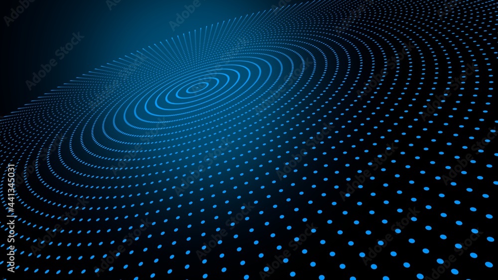 Blue abstract network disc with glowing dots. 3D rendering Stock ...
