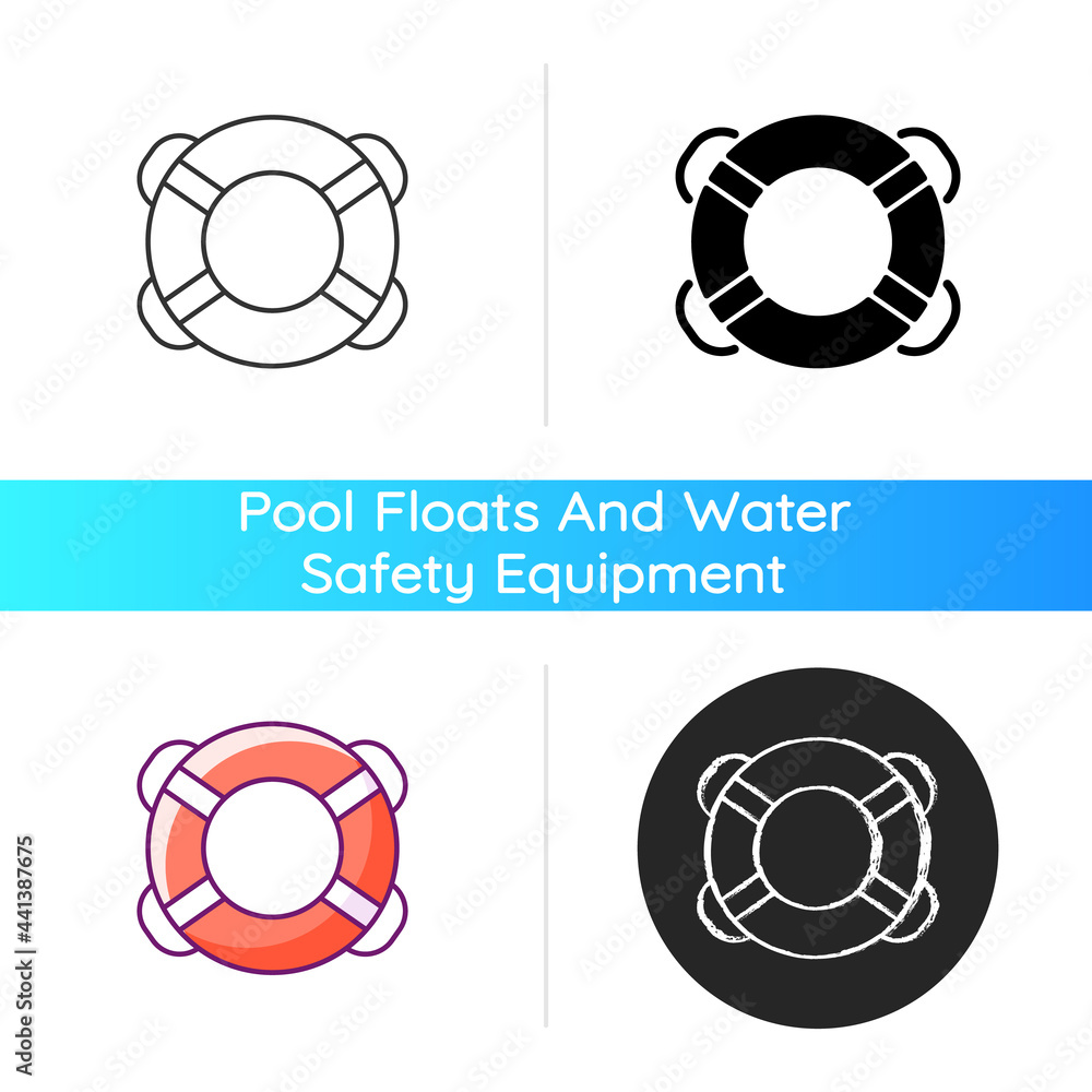 Ring buoy icon. Life preserver. Round floatation device. Assisting ...