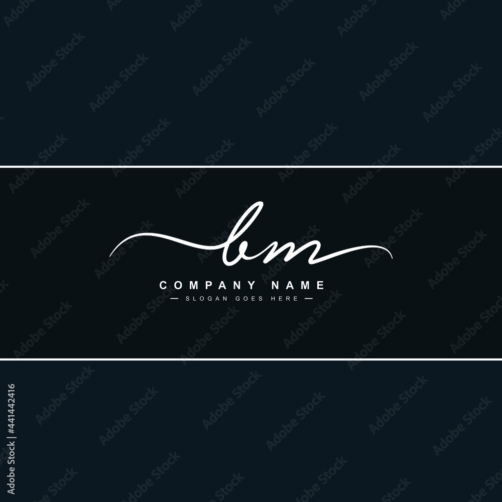 Initial Letter BM Logo - Handwritten Signature Style Logo Stock Vector ...
