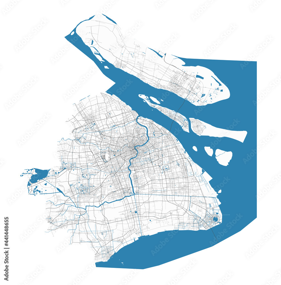 Shanghai map. Detailed map of Shanghai city administrative area ...