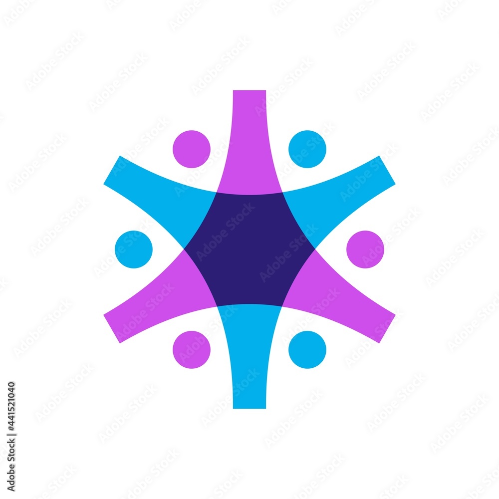 six people overlapping family team work diversity logo vector icon ...