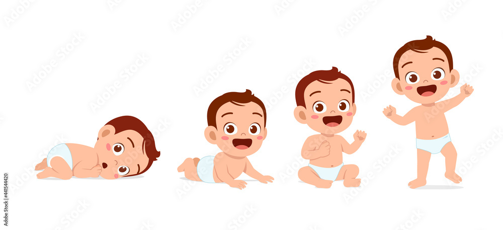 cute baby boy in growth cycle progress set Stock Vector | Adobe Stock