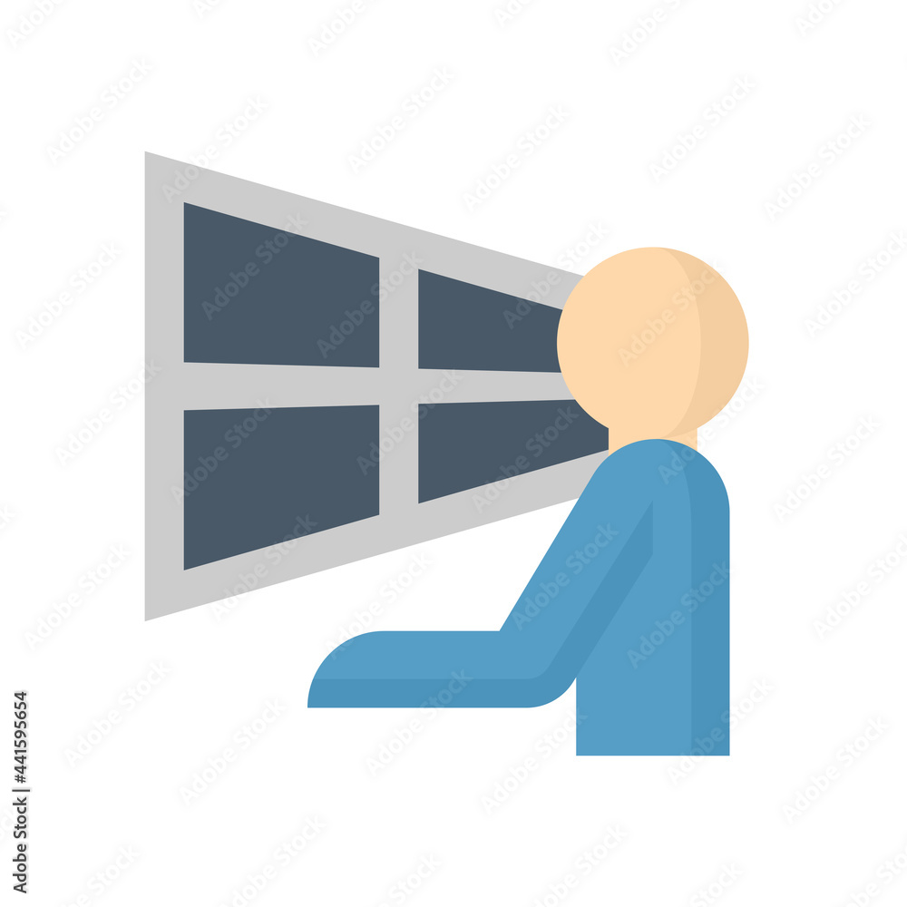 Operator man and computer vector icon. Consist of monitor screen ...