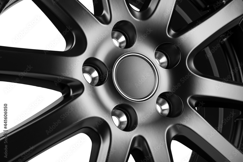 Car Wheel discs. Car wheel Rim black color matt isolated on white ...