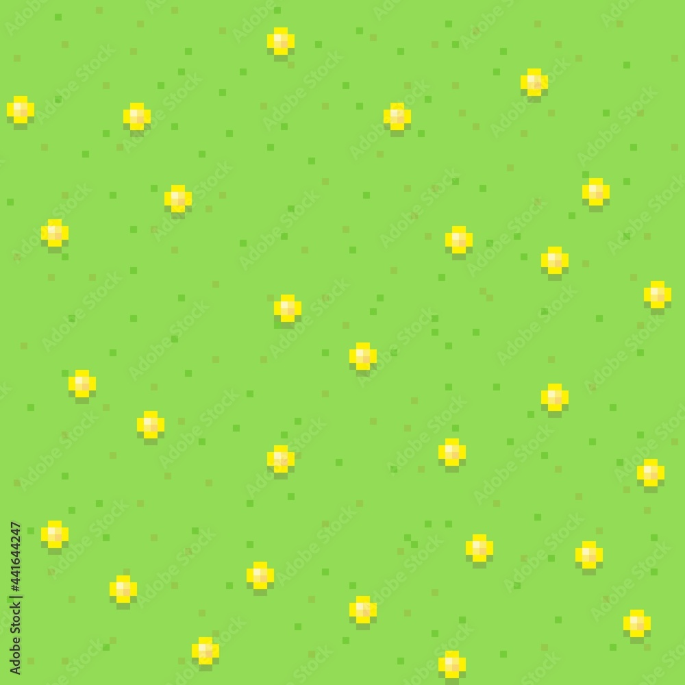 Grass pixel art background. Grass texture. Pixel art vector. Flower ...