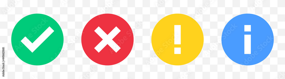 Check mark , cross mark , exclamation mark , information mark vector ...