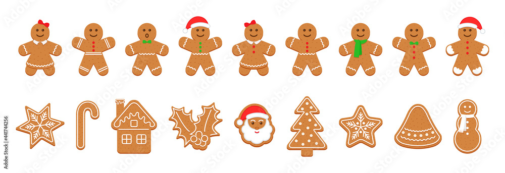 Xmas Gingerbread cookies. Christmas Classic biscuit. Cute ginger bread ...