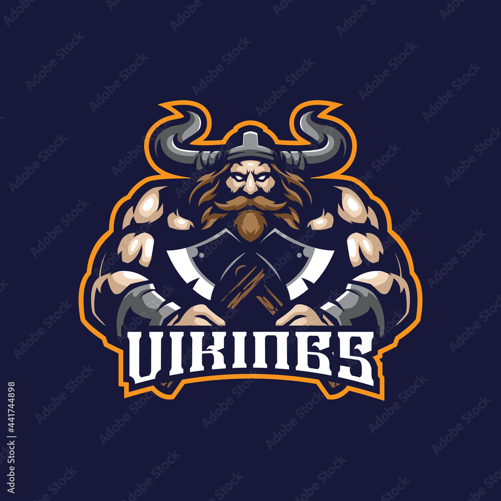 Viking mascot logo design vector with modern illustration concept style ...