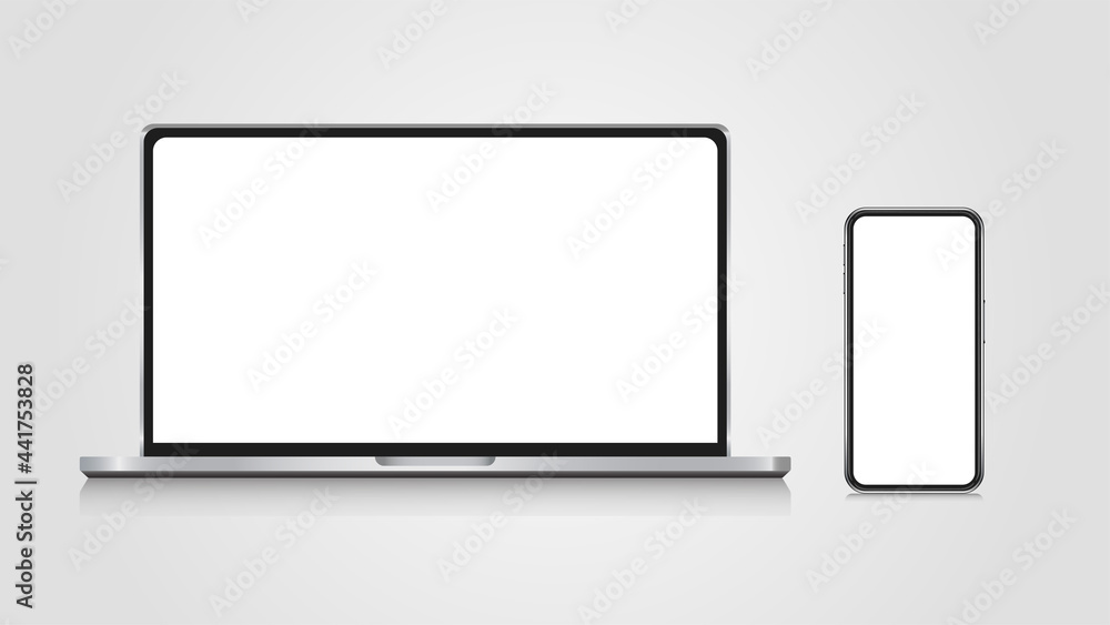 Realistic set of monitor, laptop, smartphone. 3d devise mockup set ...