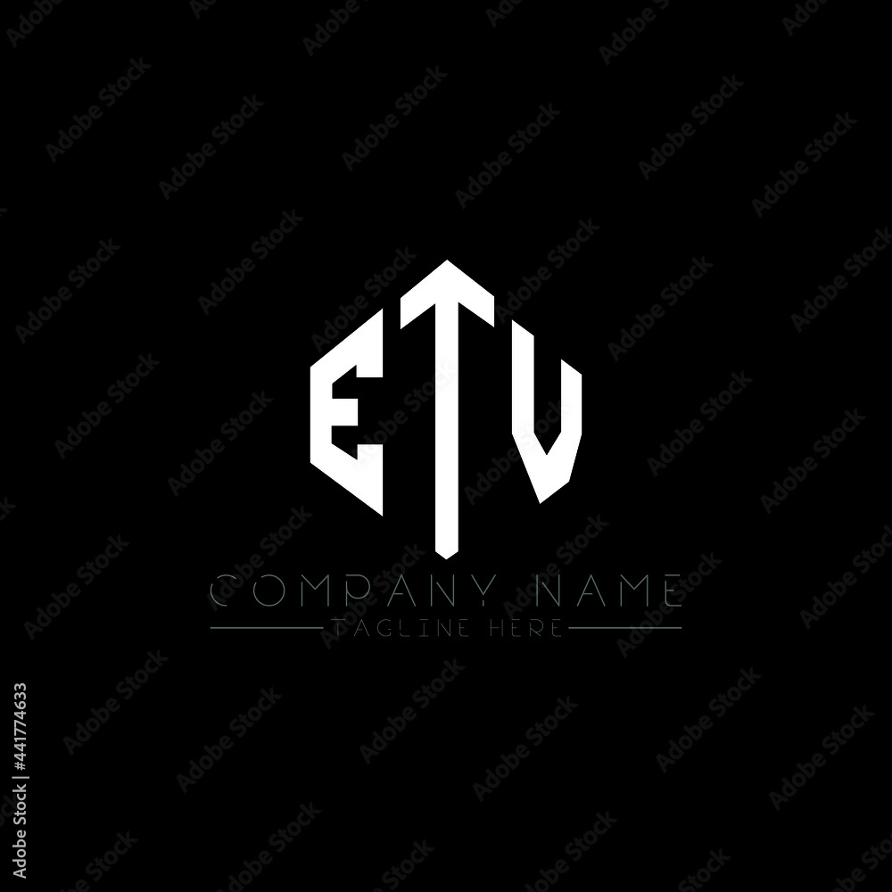 Vector de Stock ETV letter logo design with polygon shape. ETV polygon ...