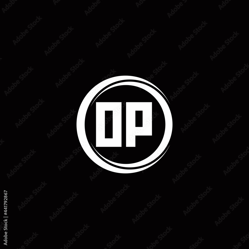 OP logo initial letter monogram with circle slice rounded design template Stock Vector | Adobe Stock