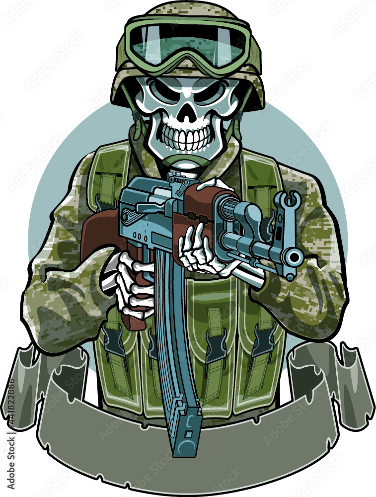 military skeletonl vector image Stock Vector | Adobe Stock