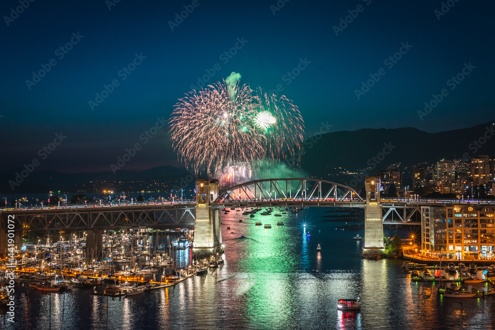 Vancouver Celebration of Light fireworks festival in English bay with ...