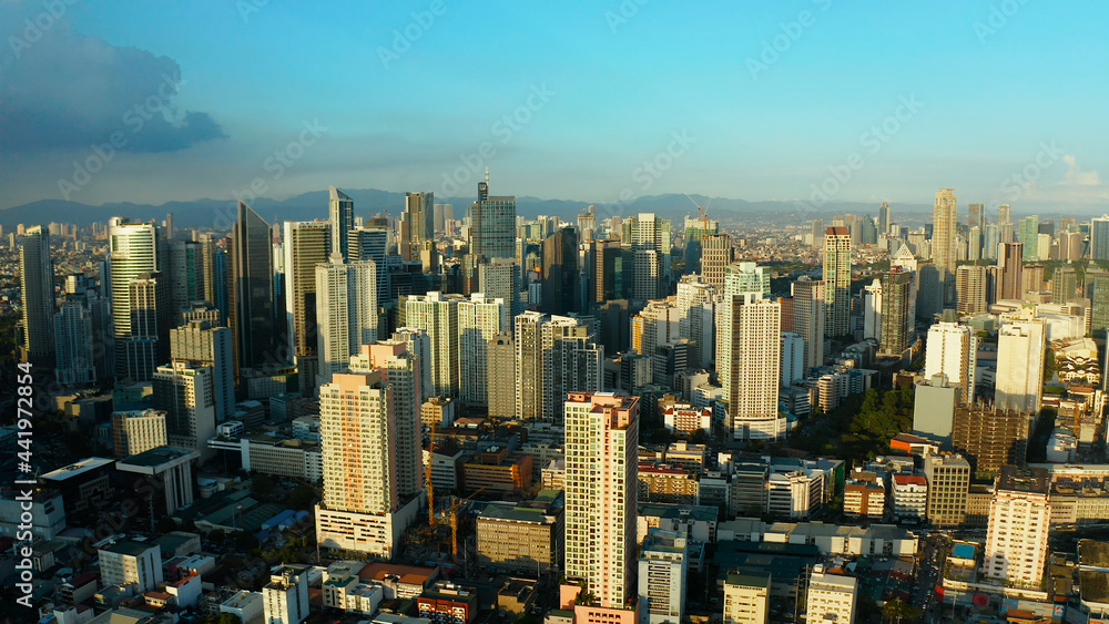 Manila city, the largest metropolis of Asia with skyscrapers and modern ...