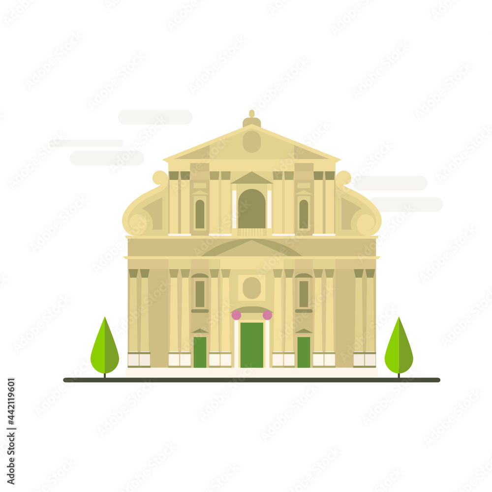 Cartoon symbols of Italy. Popular tourist architectural object: Church ...