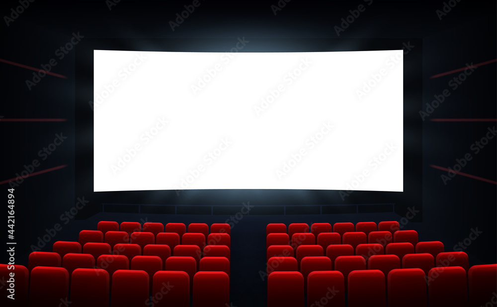 Movie cinema premiere poster design with white screen. Cinema screen ...