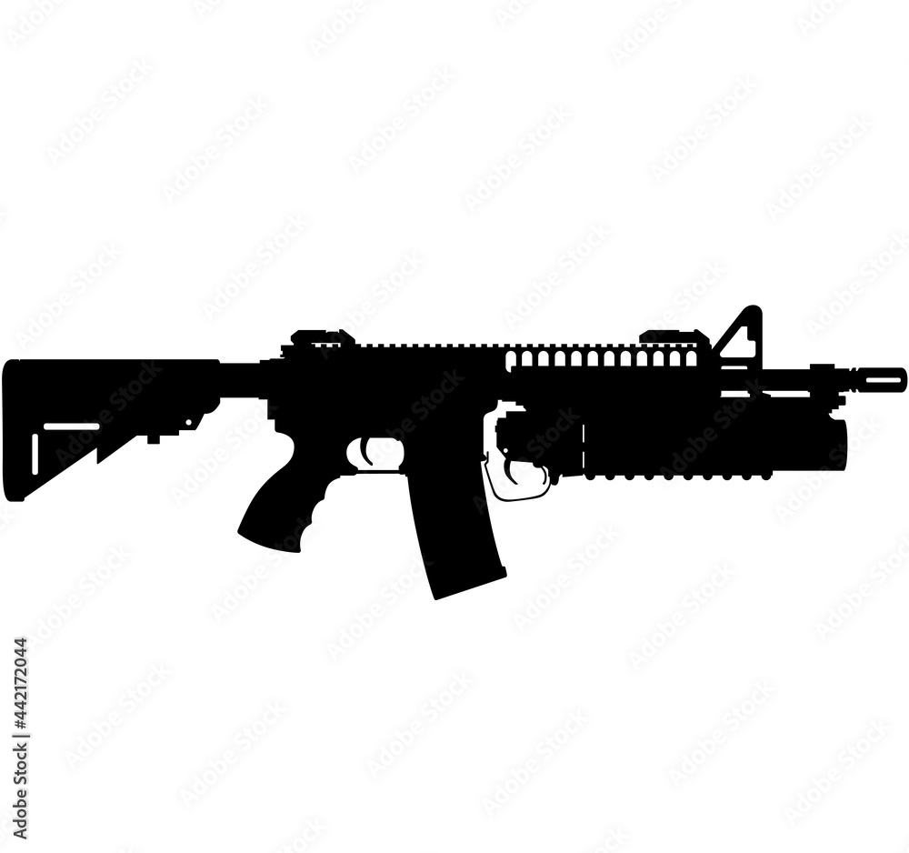 Ilustração US Army fully automatic machine gun M4, M16 Carbine Caliber ...