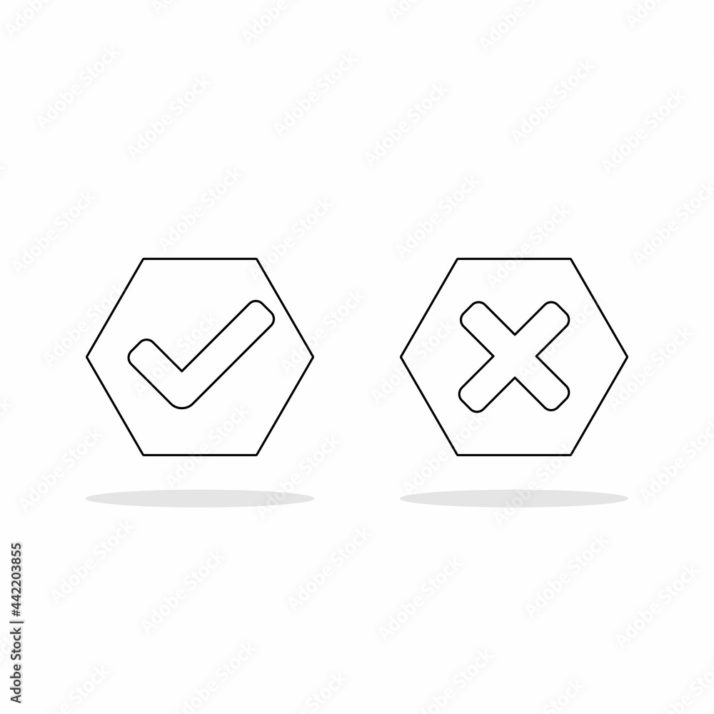 Check and wrong marks, Tick and cross marks, Accepted/Rejected, Approved/Disapproved, Yes/No ...