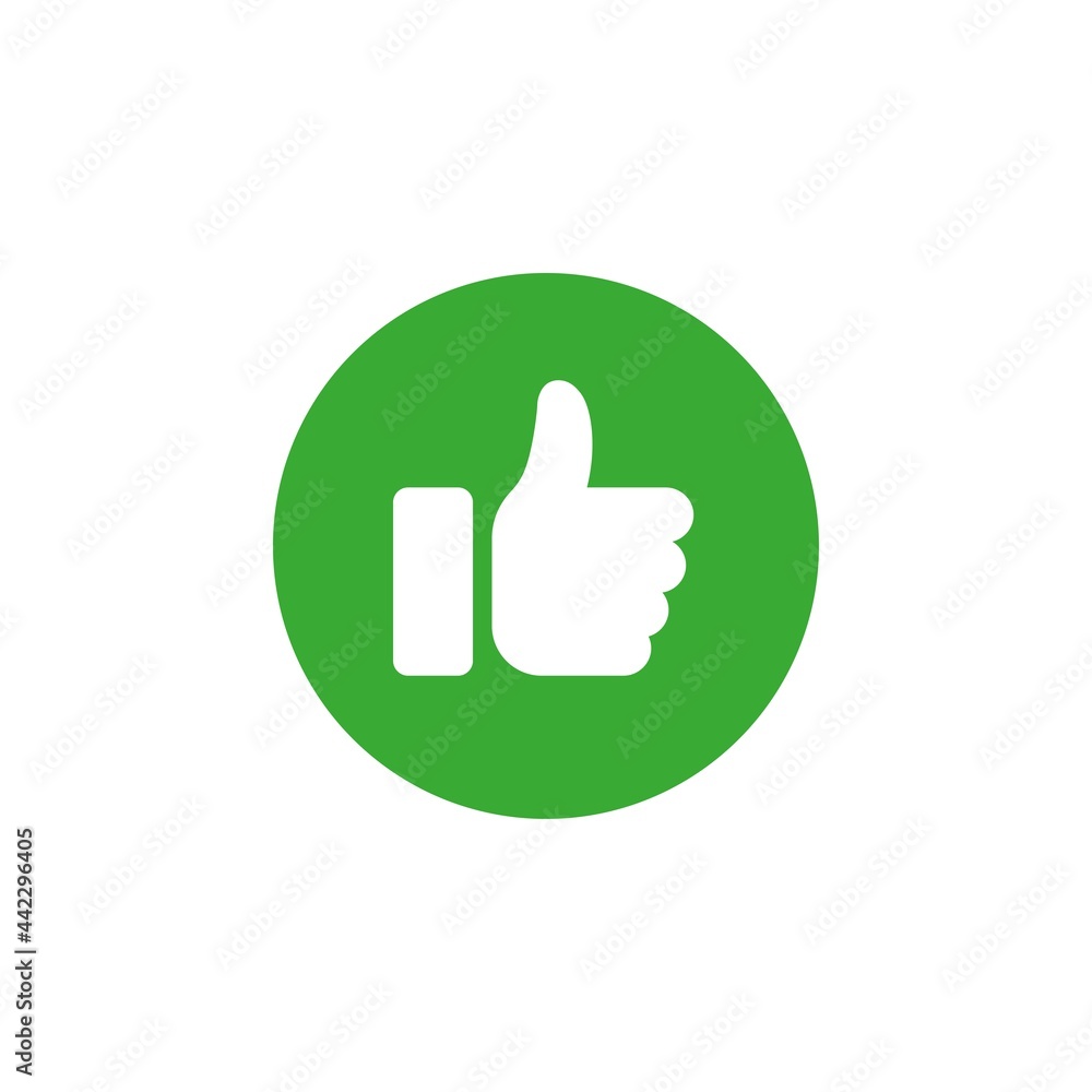 Green thumbs up icon with white background Stock Vector | Adobe Stock