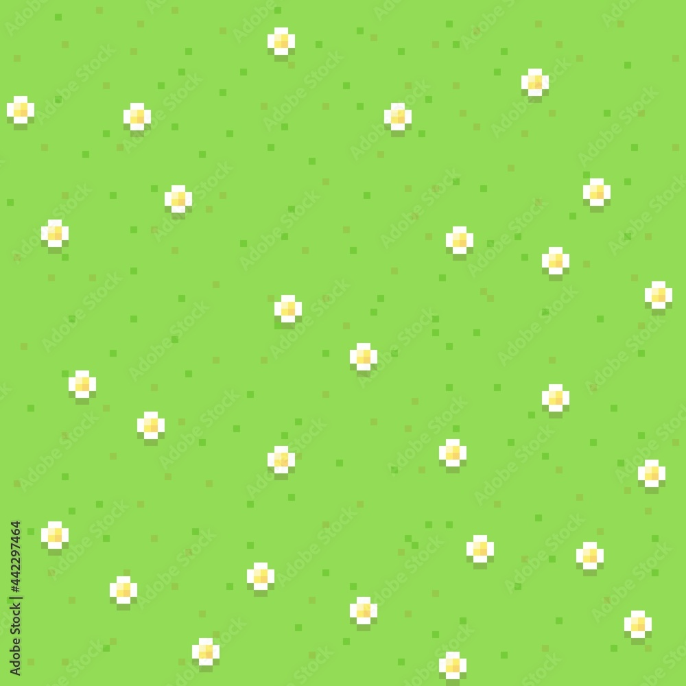 Grass pixel art background. Grass texture. Pixel art vector. Flower ...