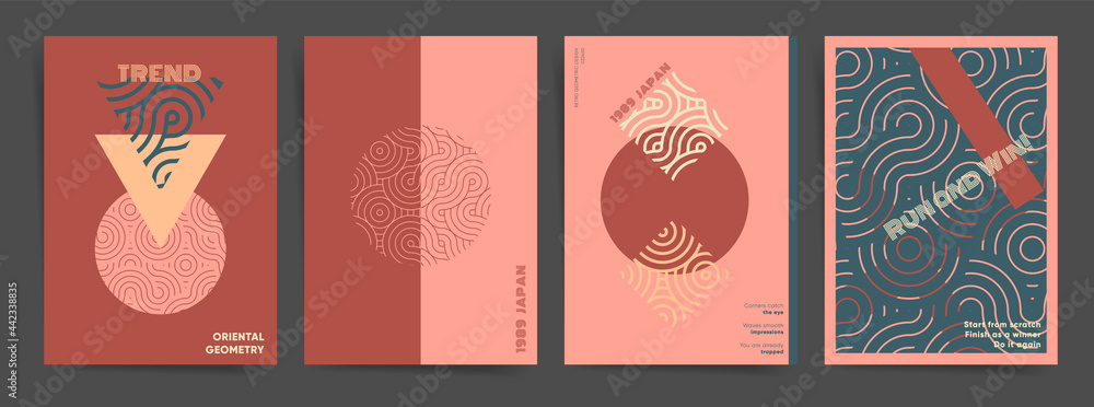 Retro Geometric Simple Poster Design Template Set. Best for poster, web ...