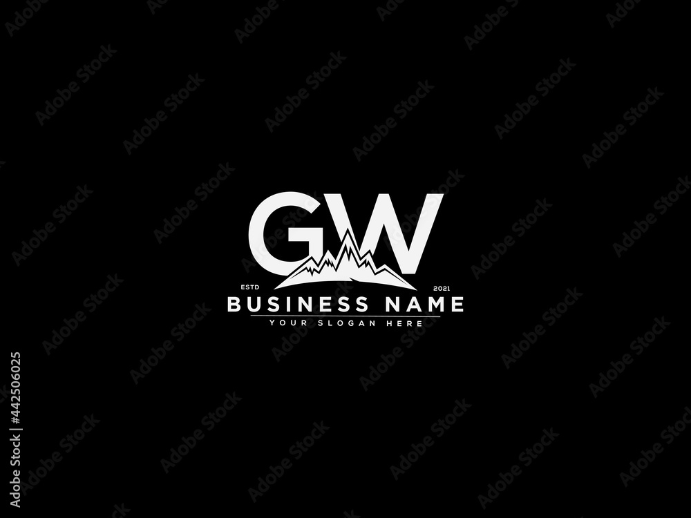 Letter GW Logo, mountain gw logo icon vector for river forest hill ...