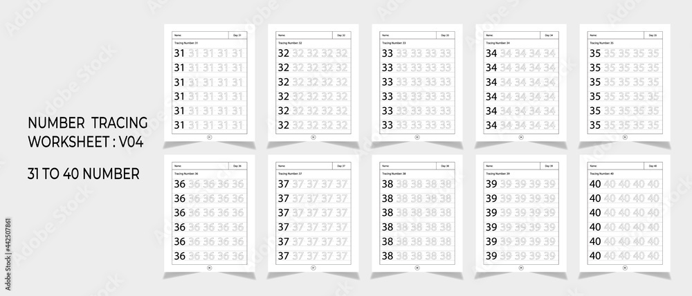 Kindergarten Number Tracing Worksheets, math for educational math game ...