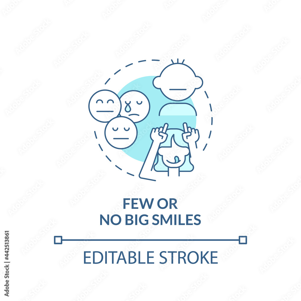 Few and no big smiles concept icon. Autism sign in kids abstract idea ...