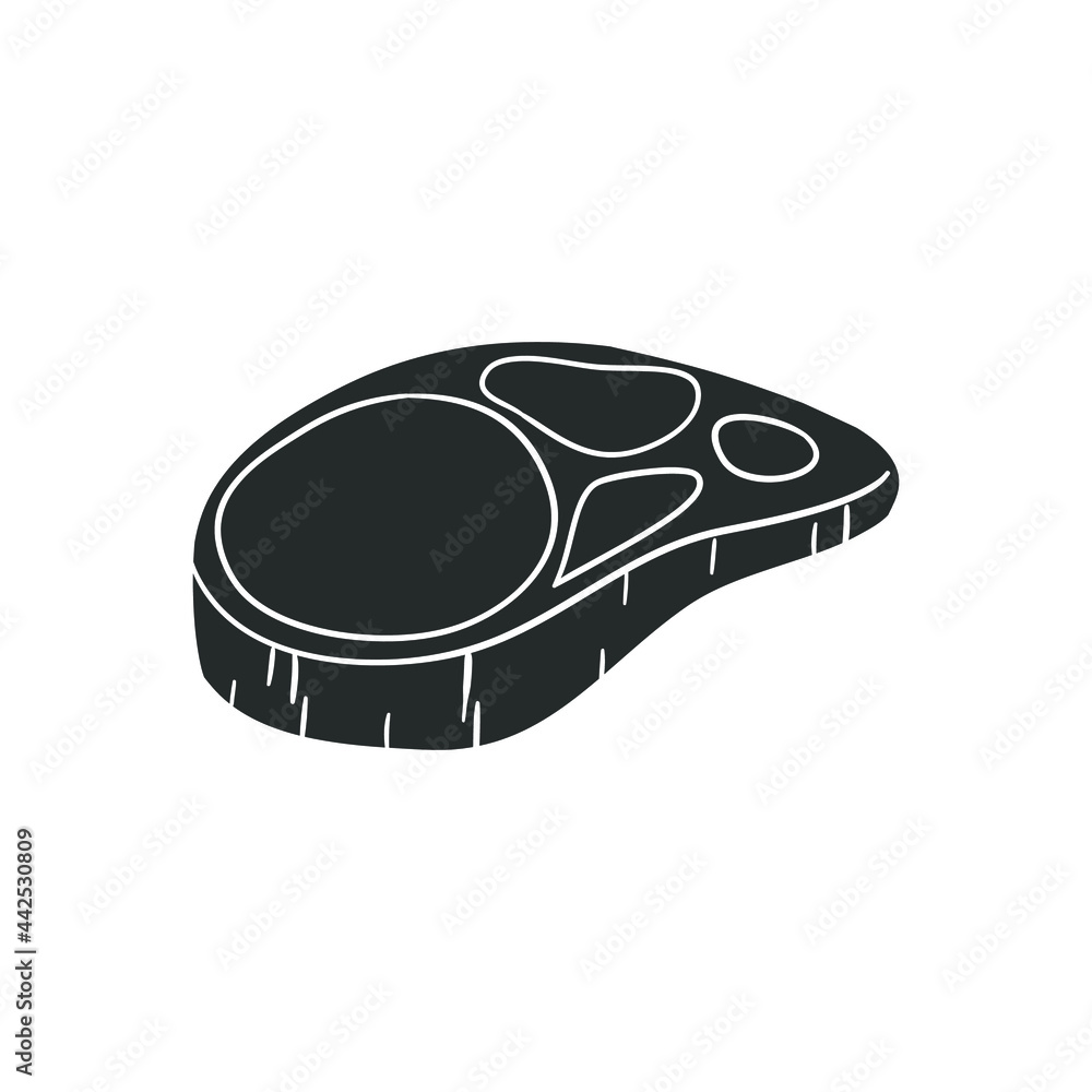 Cut Meat Icon Silhouette Illustration. Food Vector Graphic Pictogram ...