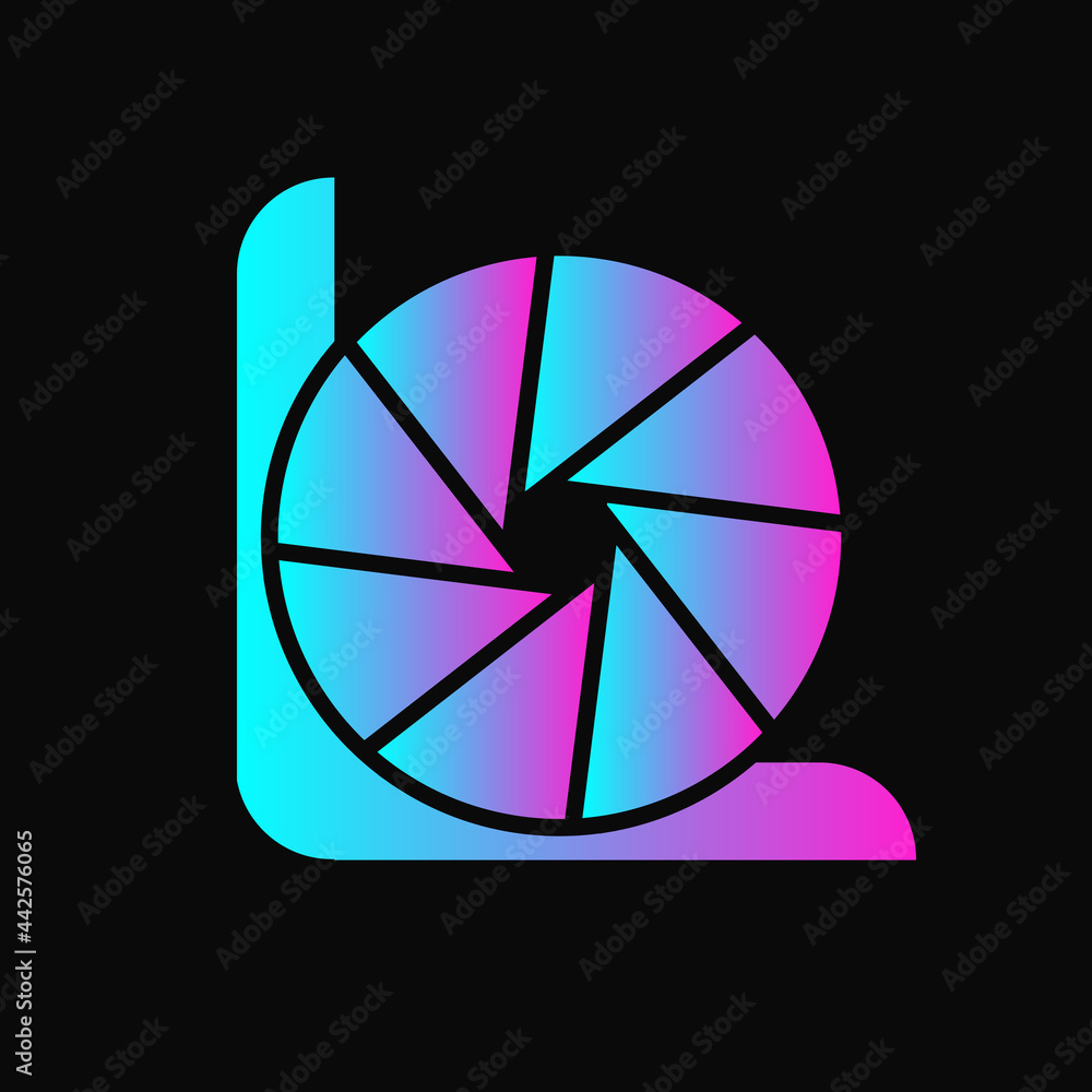 Letter L Lens Logo Concept. Gradient. Blue and Purple. Logo, Icon ...