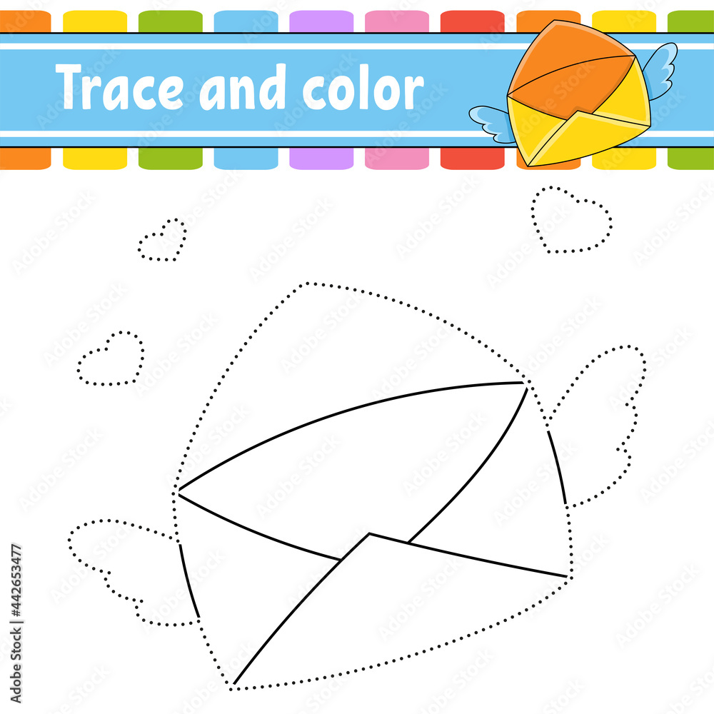 Trace and color. Coloring page for kids. Handwriting practice ...