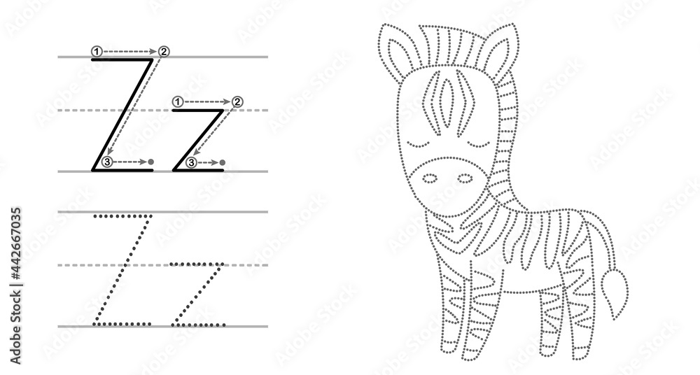 Trace the letter and picture and color it. Educational children tracing ...