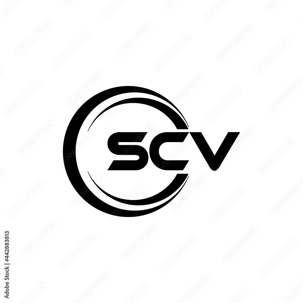Stock-Vektorgrafik „SCV letter logo design with white background in ...