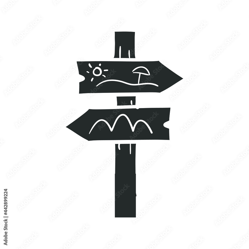 Direction Post Icon Silhouette Illustration. Travel Vector Graphic ...