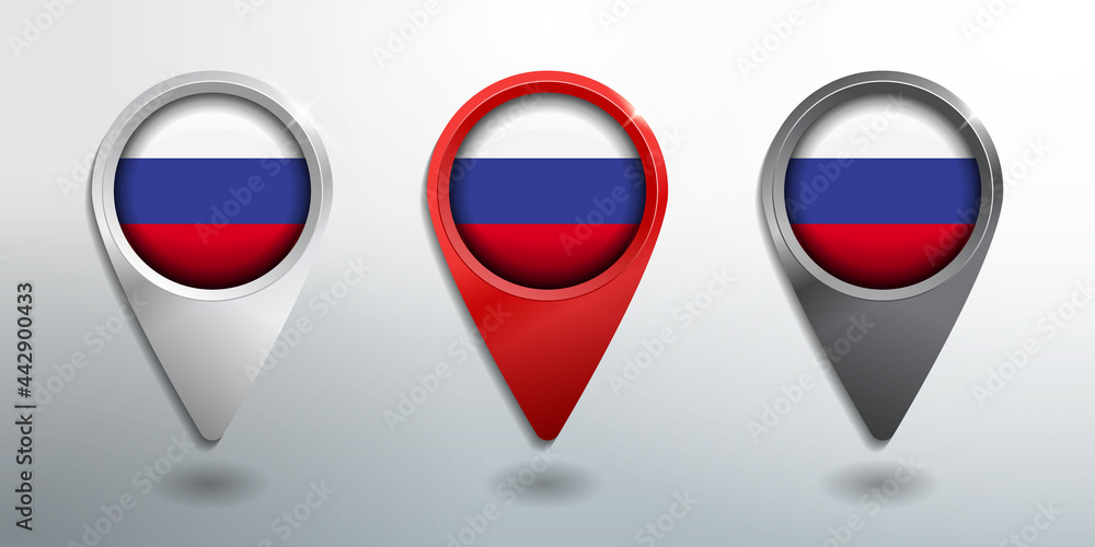 3D Pointer, Tag and Location Marker with Round Flag Nation of Russia ...