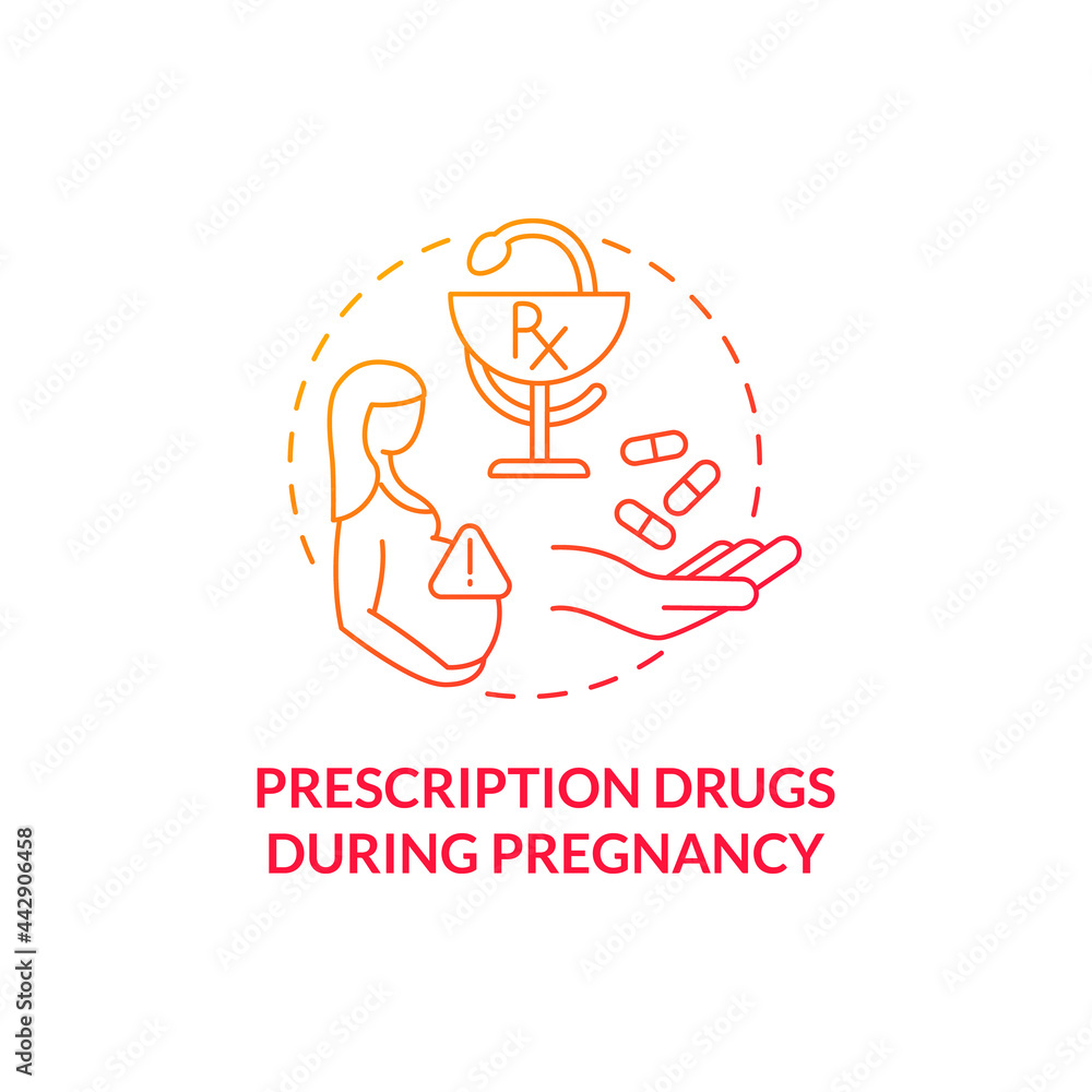 Prescription drugs during pregnancy concept icon. Autism risk factor ...