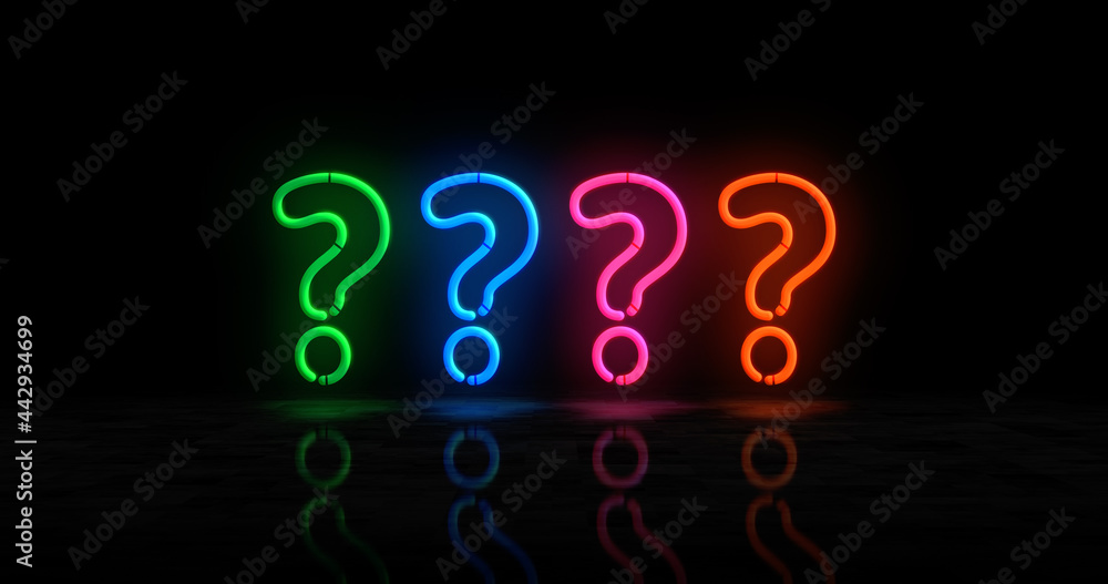 Question mark neon light 3d illustration Stock Illustration | Adobe Stock