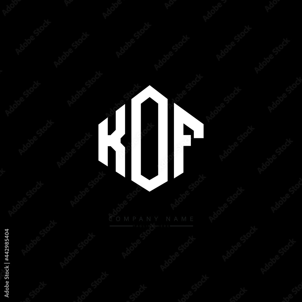 KOF letter logo design with polygon shape. KOF polygon logo monogram ...