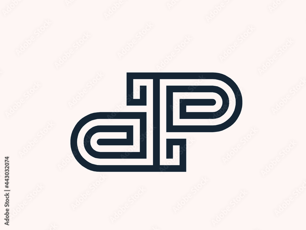 DP monogram logo.Typographic icon.Letter d and letter p.Lettering sign ...
