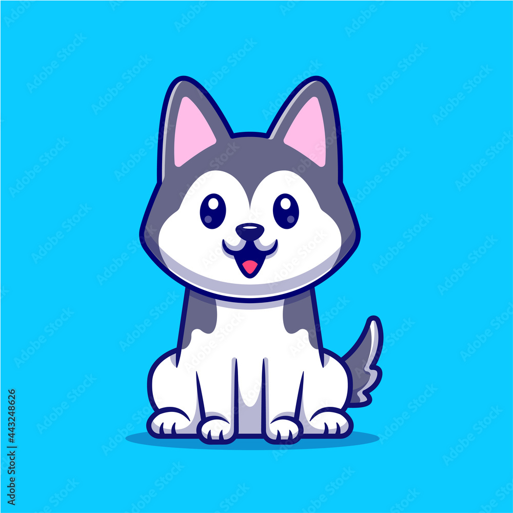 Vektor Cute Husky Dog Sitting Cartoon Vector Icon Illustration. Animal ...