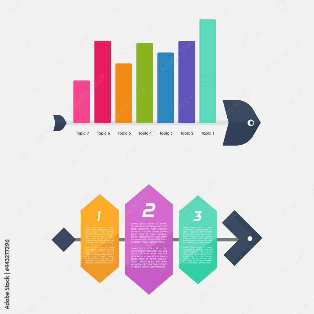 Simple flat fishbone diagram infographic colorful template collection ...