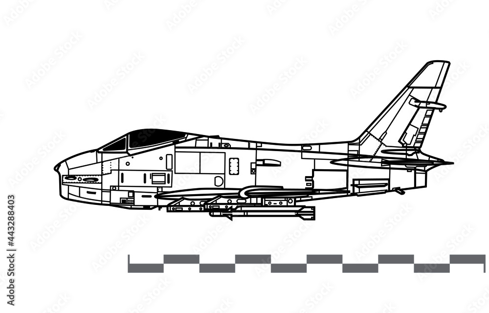 North American FJ-4 Fury. Vector drawing of us navy and marine corps ...