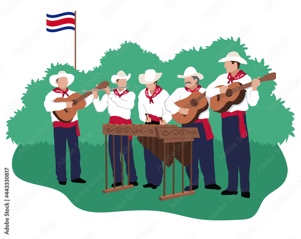 Costa Rican Folk Music Group playing marimba and guitars [Removable ...