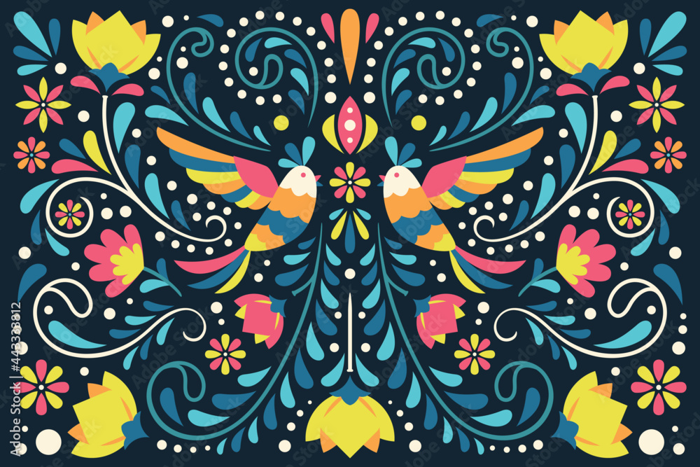 Flat design colorful mexican background Stock Vector | Adobe Stock