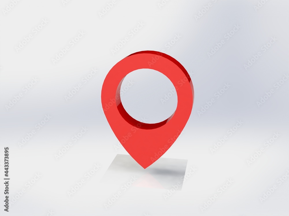Red map pointer 3d pin. Location symbol isolated on white background. Web location point ...