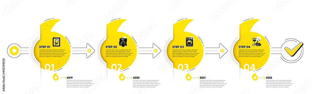 Cleaning Infographic timeline with 4 steps. Workflow process diagram ...