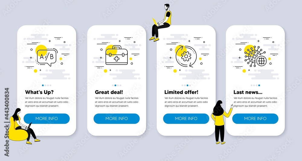 Vector Set of Science icons related to Cogwheel, Ab testing and First ...