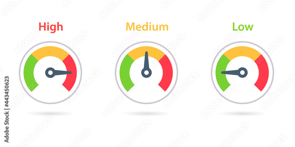 High Medium Low priority icon set. Clipart image isolated on white ...