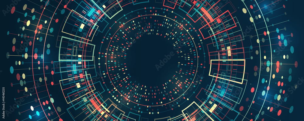 Abstract stream information with circles array and binary code. Filtering machine algorithms ...