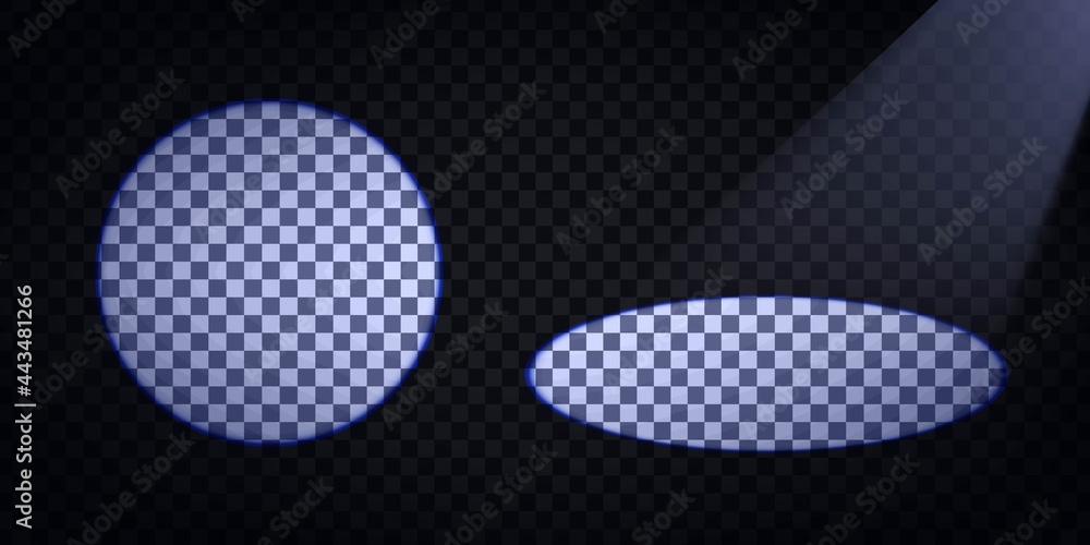 Vector realistic isolated circular spotlight with blue color on the ...